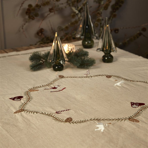 Bord Dug - Hør/Bomuld - Julemotiver - Ø150cm - Speedtsberg – Kræmmerhuset